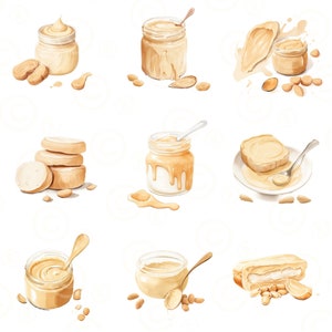 Peanut Butter Clipart Bundle, Watercolor Clipart PNG, Food Clipart ...
