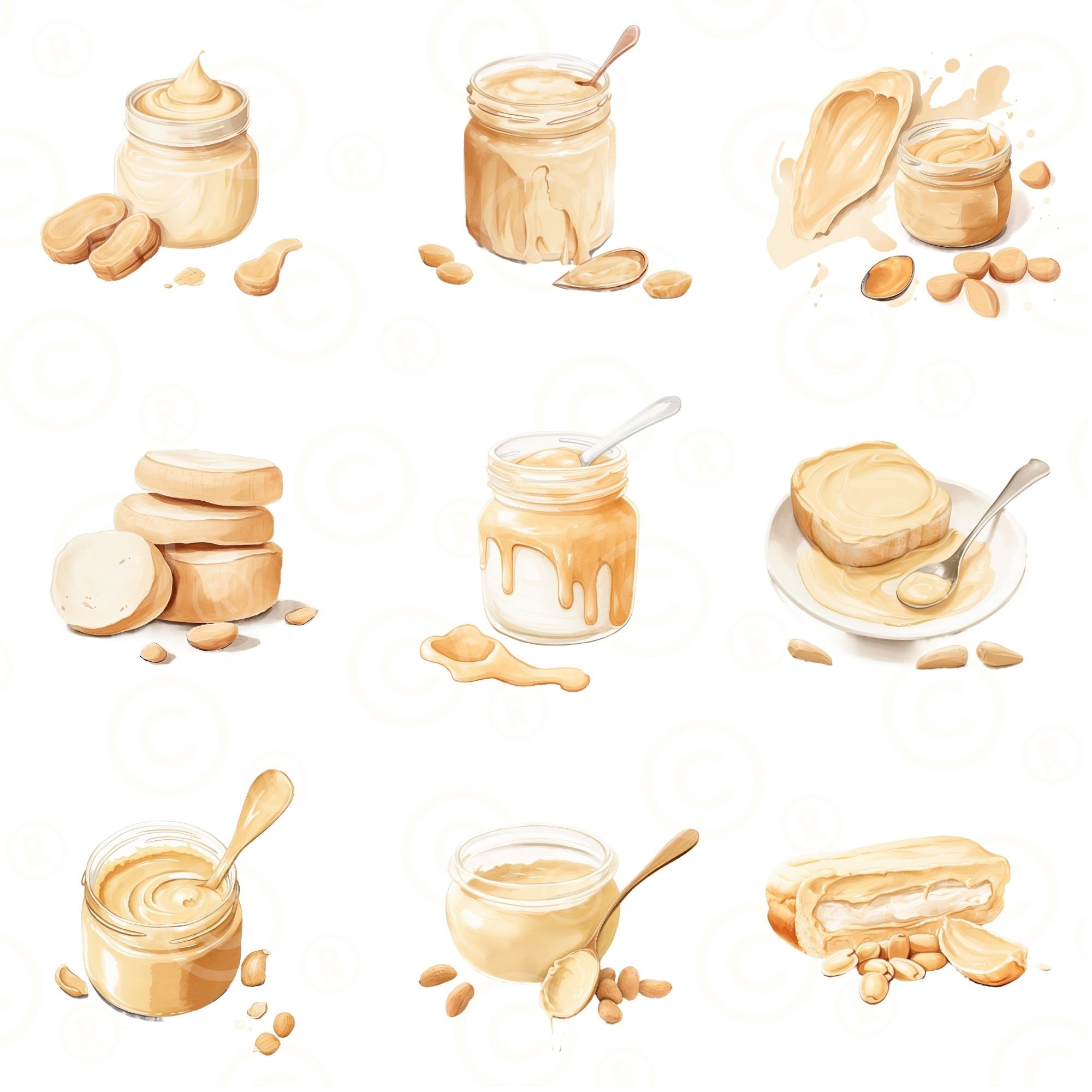 Peanut Butter Clipart Bundle, Watercolor Clipart PNG, Food Clipart ...