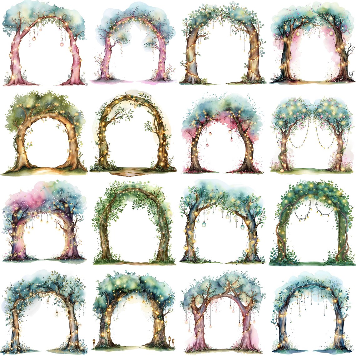 Whimsical Tree Arch Clipart Bundle PNG Fairyland Images, Magical Tree ...