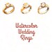 Watercolor Wedding Rings Clipart, Just Married PNG, Just Married Rings ...