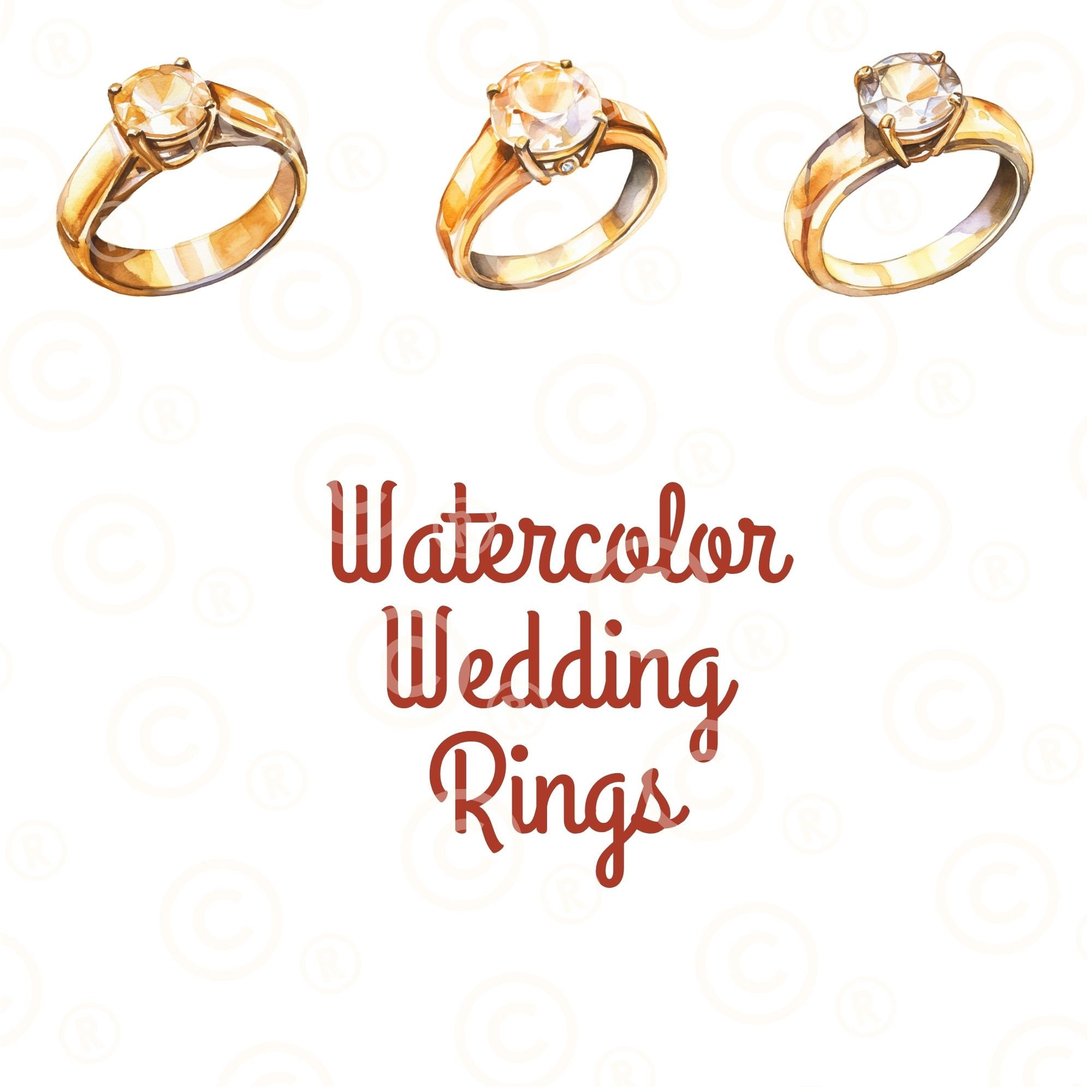 Watercolor Wedding Rings Clipart, Just Married PNG, Just Married Rings ...