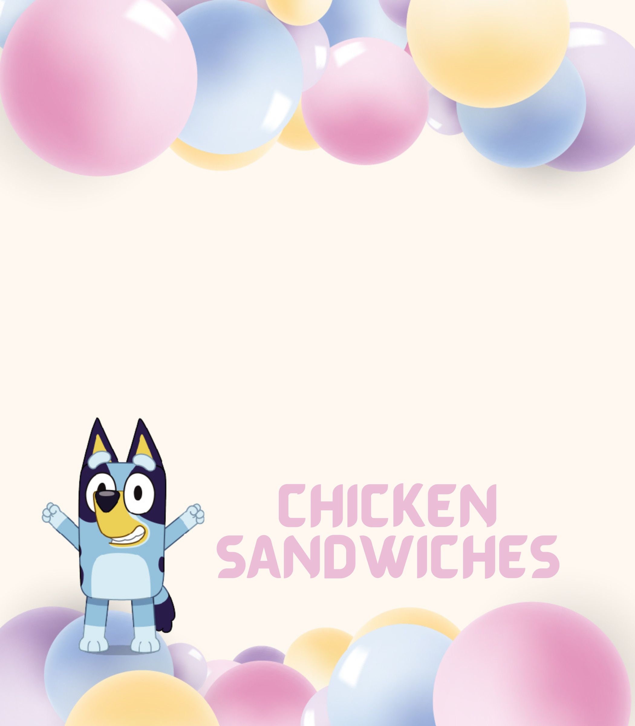 Girl-bluey Food Menu Signs, Editable, 3.5" X 2" When Folded - Etsy