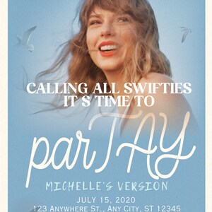 Editable Taylor Swift Party Invitation, Print or Digital File Available ...