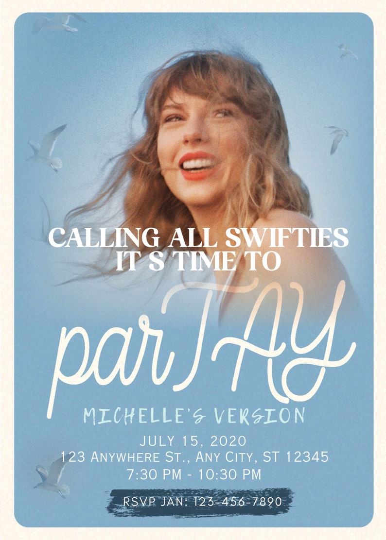 Editable Taylor Swift Party Invitation, Print or Digital File Available ...