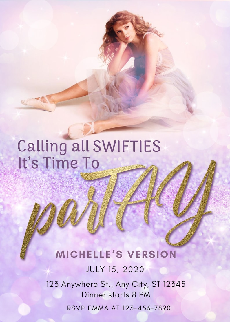 Editable Taylor Swift Party Invitation, Print or Digital File Available ...
