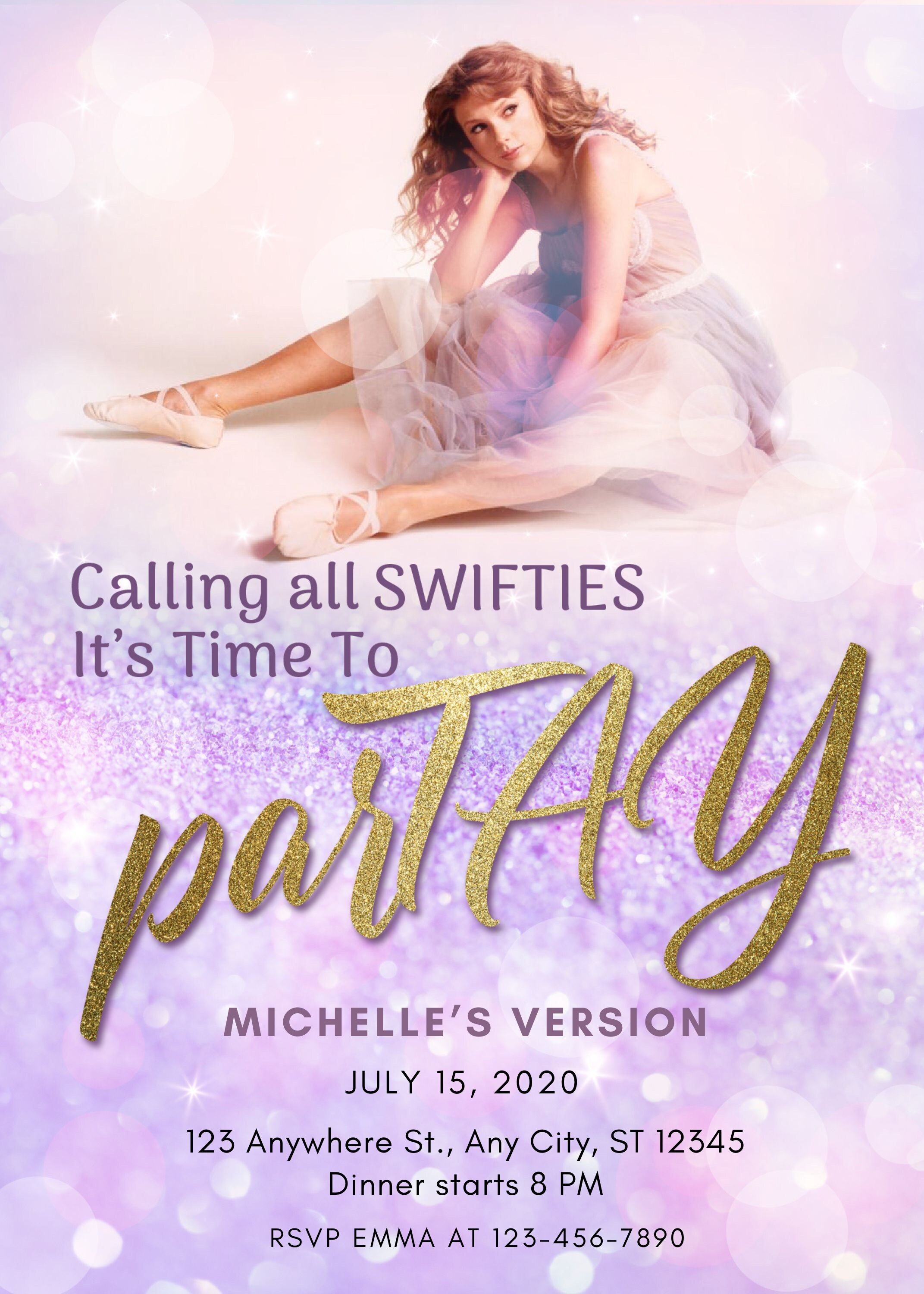 Editable Taylor Swift Party Invitation, Print or Digital File Available ...