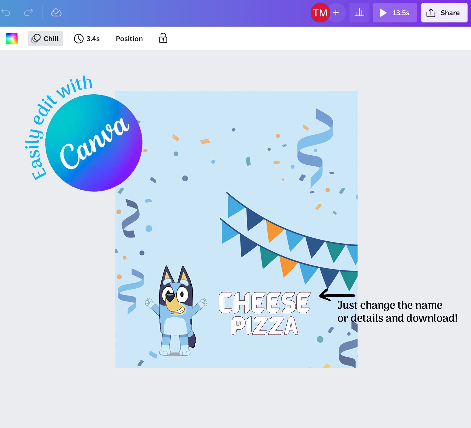 Bluey Food Menu Signs, Editable, 3.5 X 2 When Folded - Etsy