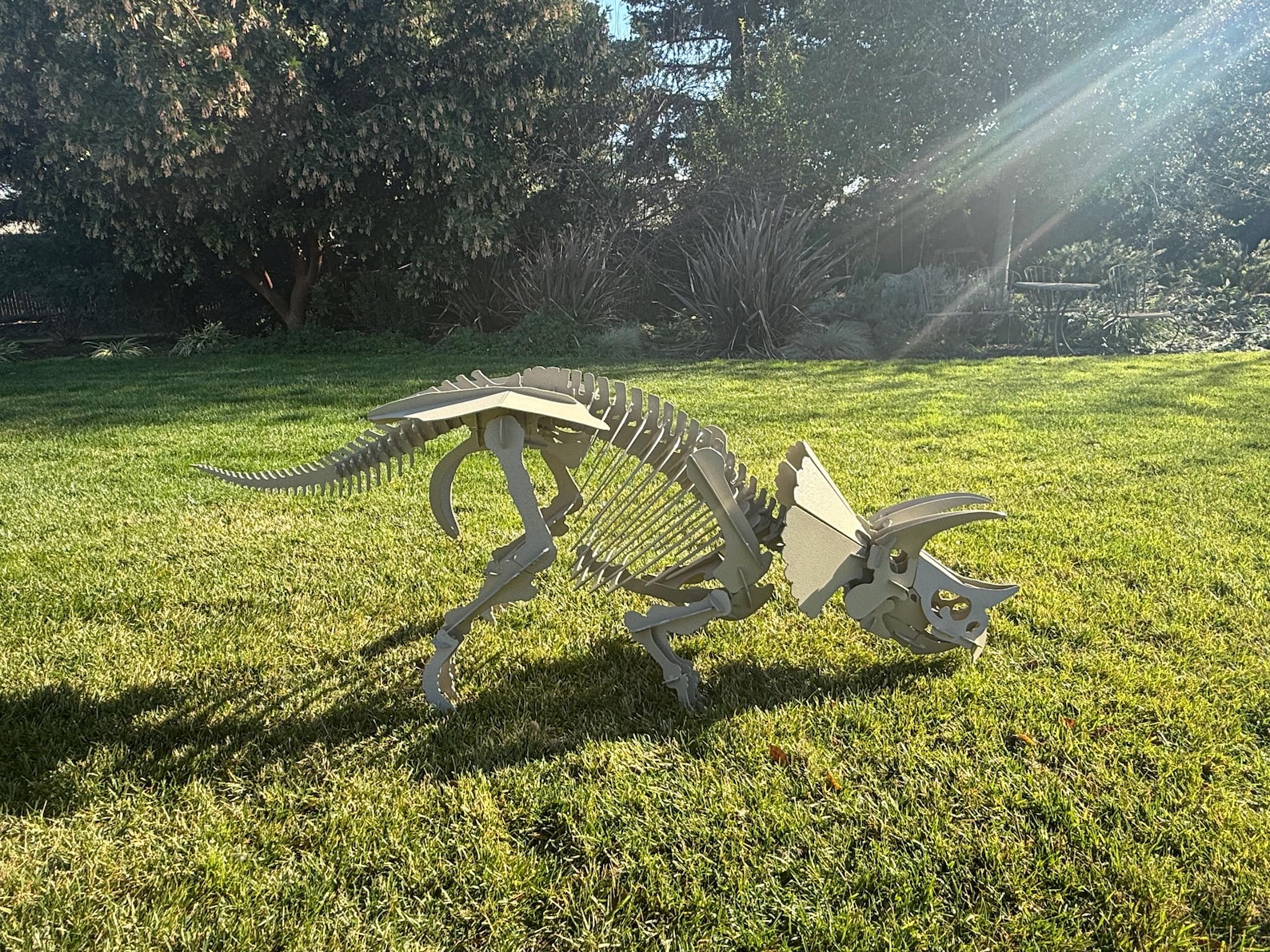 Handcrafted 6-foot Aluminum Triceratops | Unique Metal Dinosaur ...