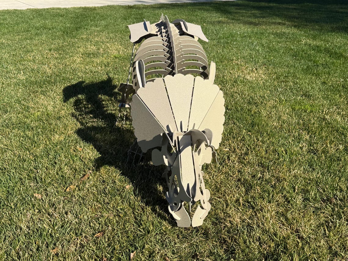 Handcrafted 6-foot Aluminum Triceratops | Unique Metal Dinosaur ...