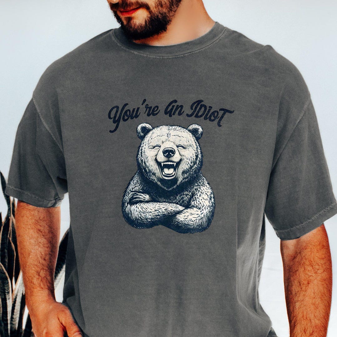 Funny Bear T-shirt, You're an Idiot Shirt, Humorous Graphic Tee ...