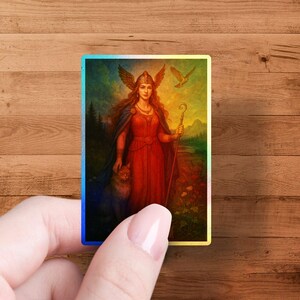 Freya Sticker, Norse Goddess, Vanir Deity, Magic Cat, Falcon, Pagan Art ...