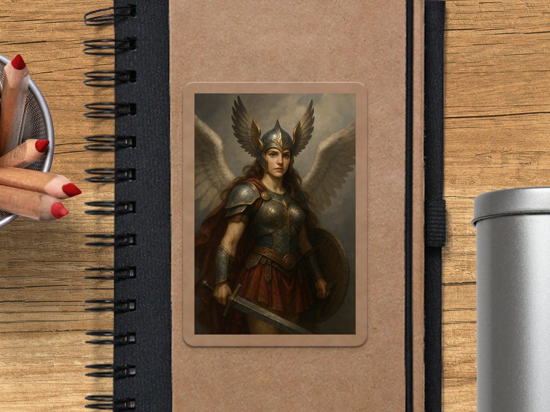 Valkyrie Sticker, Winged Warrior Decal, Mythical Goddess Art, Angel ...