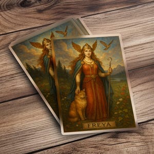 Freya Sticker, Norse Goddess, Vanir Deity, Magic Cat, Falcon, Pagan Art ...