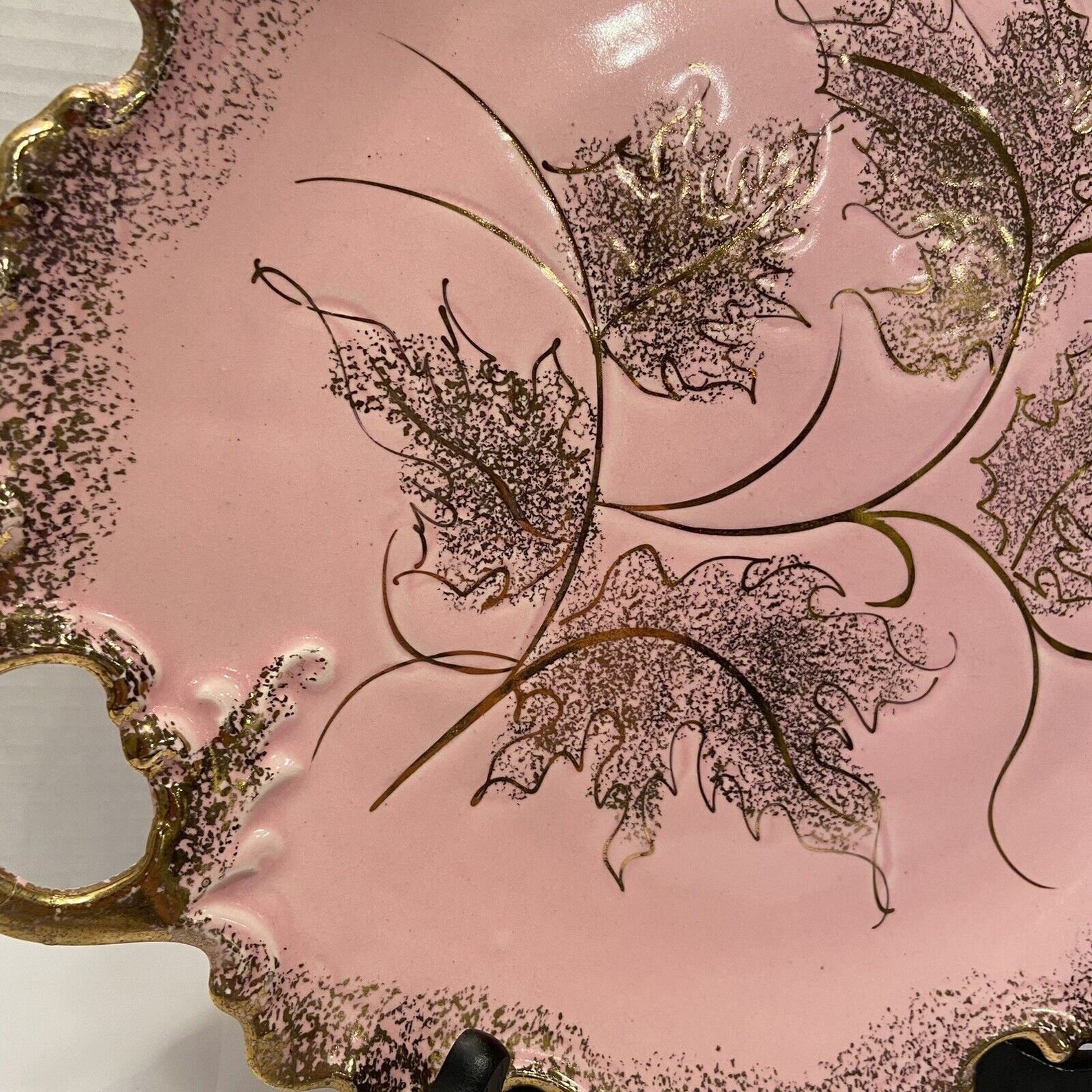 California Original Pottery Pink & Gold Scalloped Serving Tray – 1950s ...