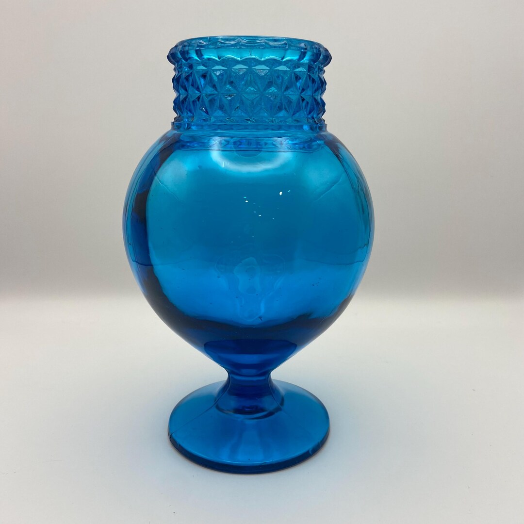Tiffin Dakota Diamond Point Pattern Cobalt Blue Glass Apothecary Jar - Etsy