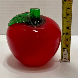 Vintage Red Apple Art Glass Paperweight - Fused Glass Sculpture - Gift ...