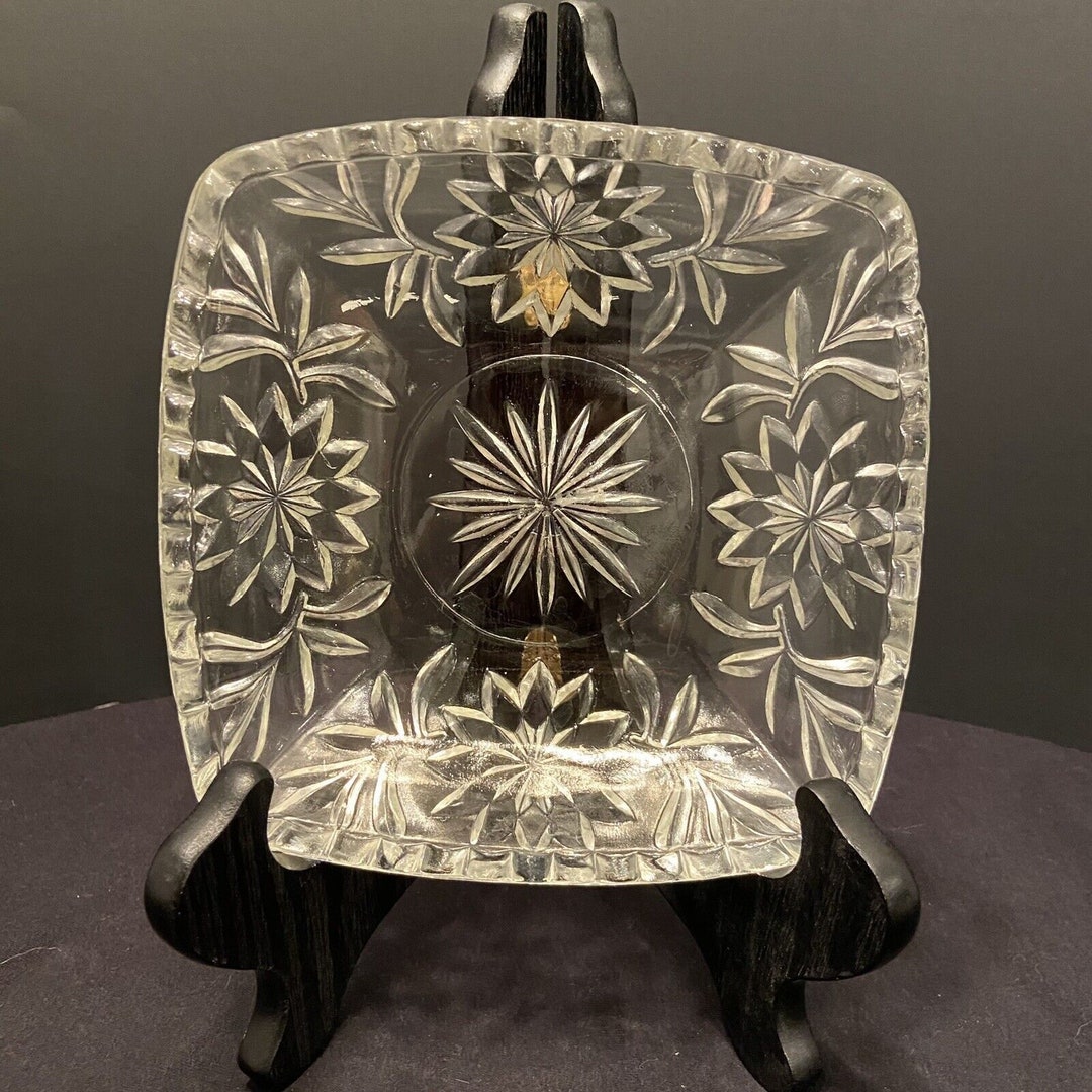 Vintage Hazel-atlas Prescut Clear Glass Dish – 1940s Square Candy Bowl ...