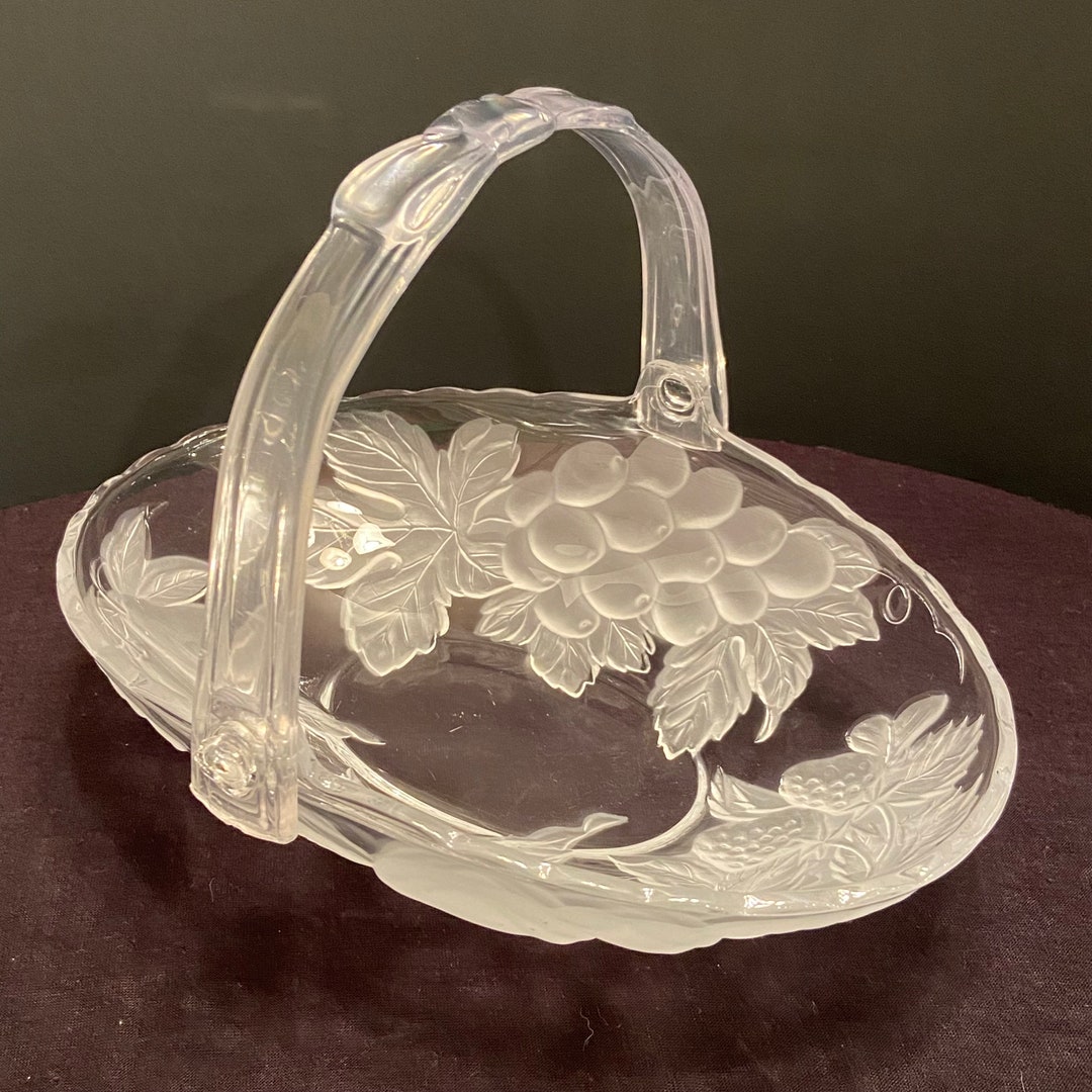 Vintage Acrylic-handled Clear Glass Display Bowl - Etsy