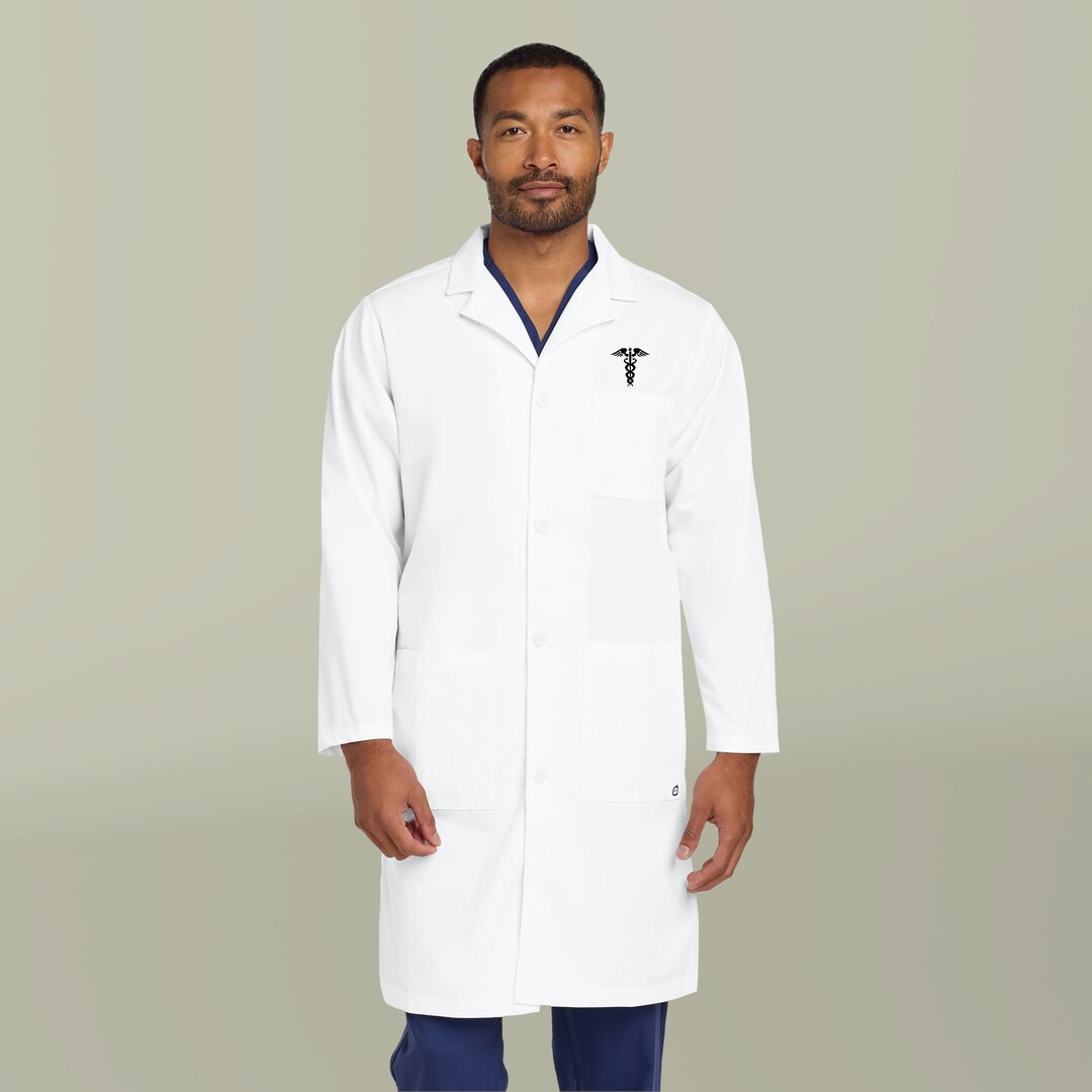 Men's Embroidered Lab Coat - Professional, Stylish, Medical Workwear ...