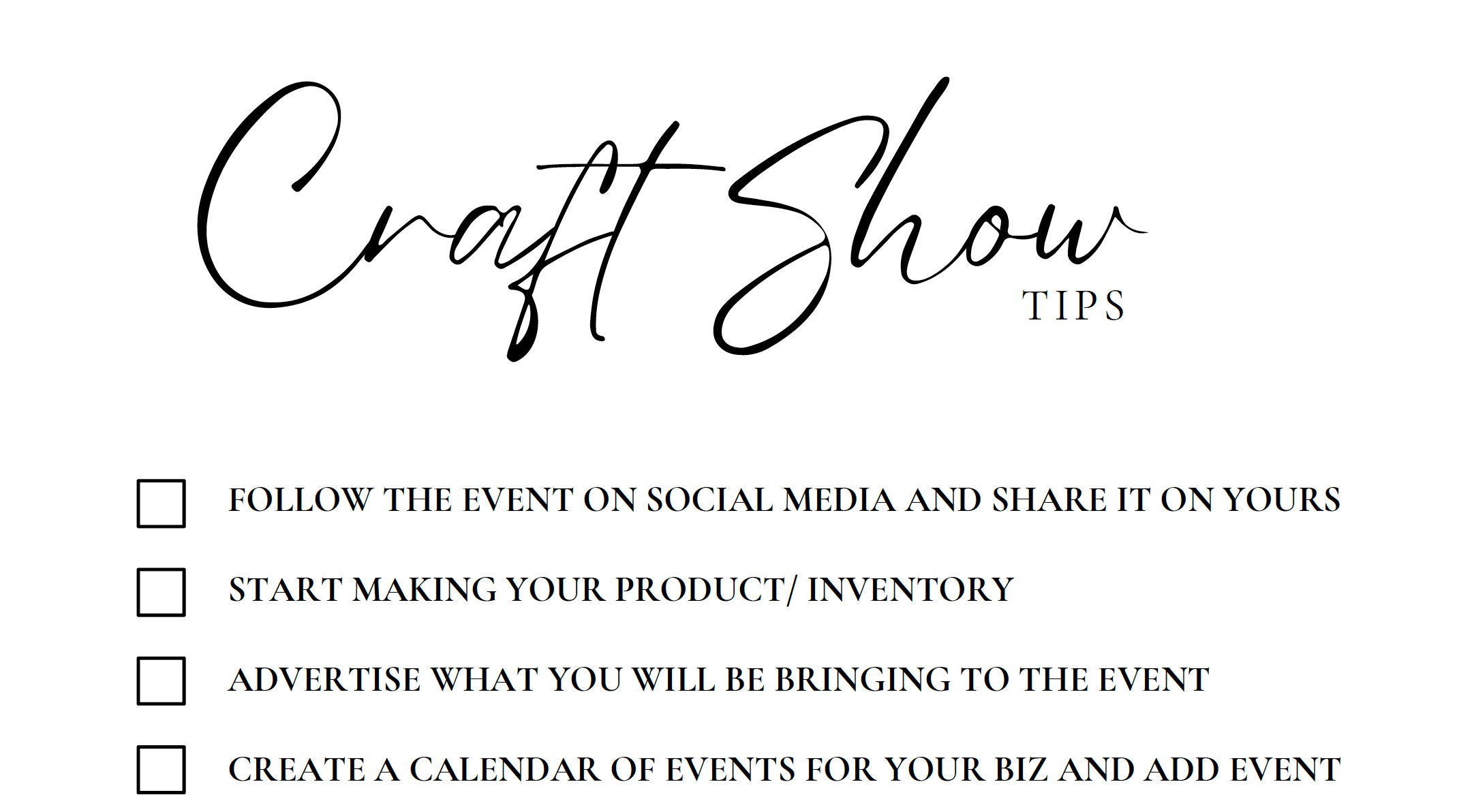 Craft Show Check Lists, List of Questions for Before and After Shows ...