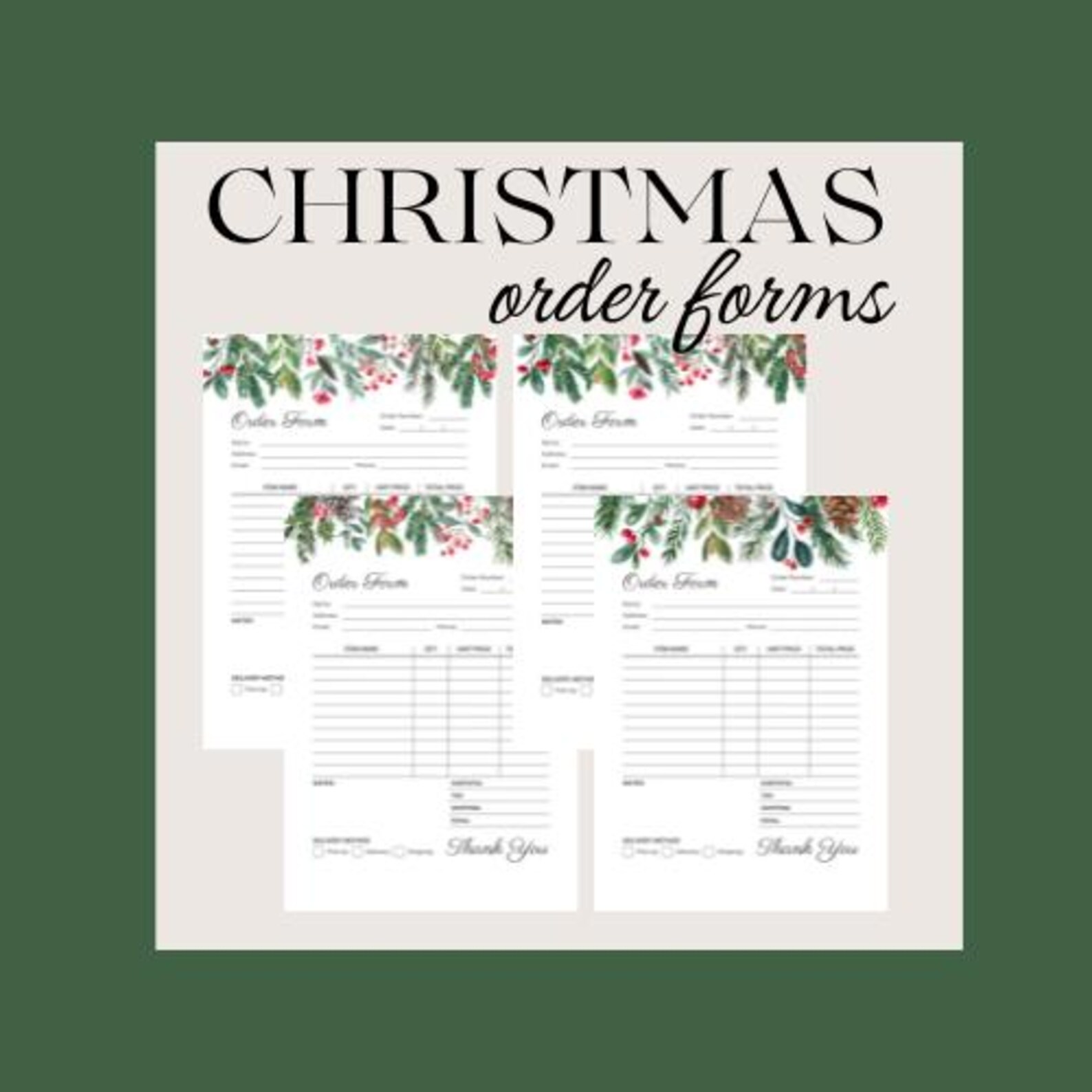 Order Forms, Small Business Order Forms, Christmas Order Forms, Holiday ...