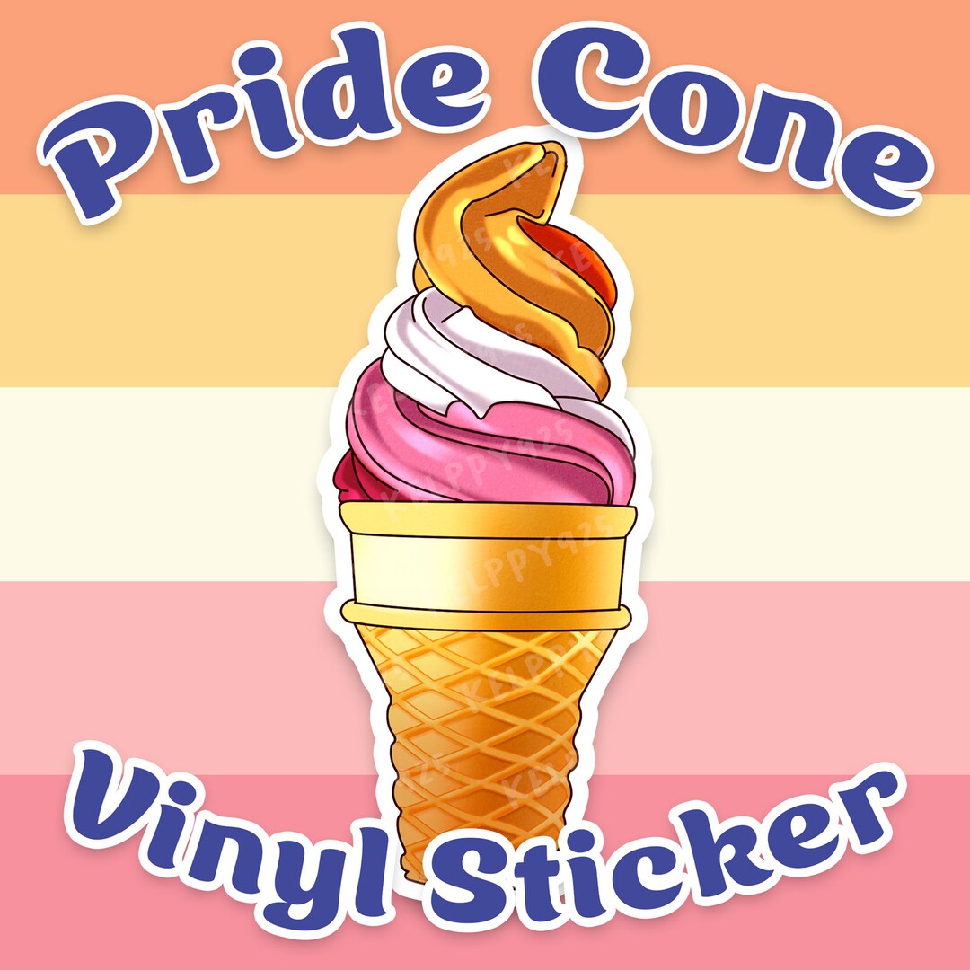 Pride LGBTQ Lesbian Flag Ice Cream Vinyl Sticker Cone Sapphic LGBTQA ...