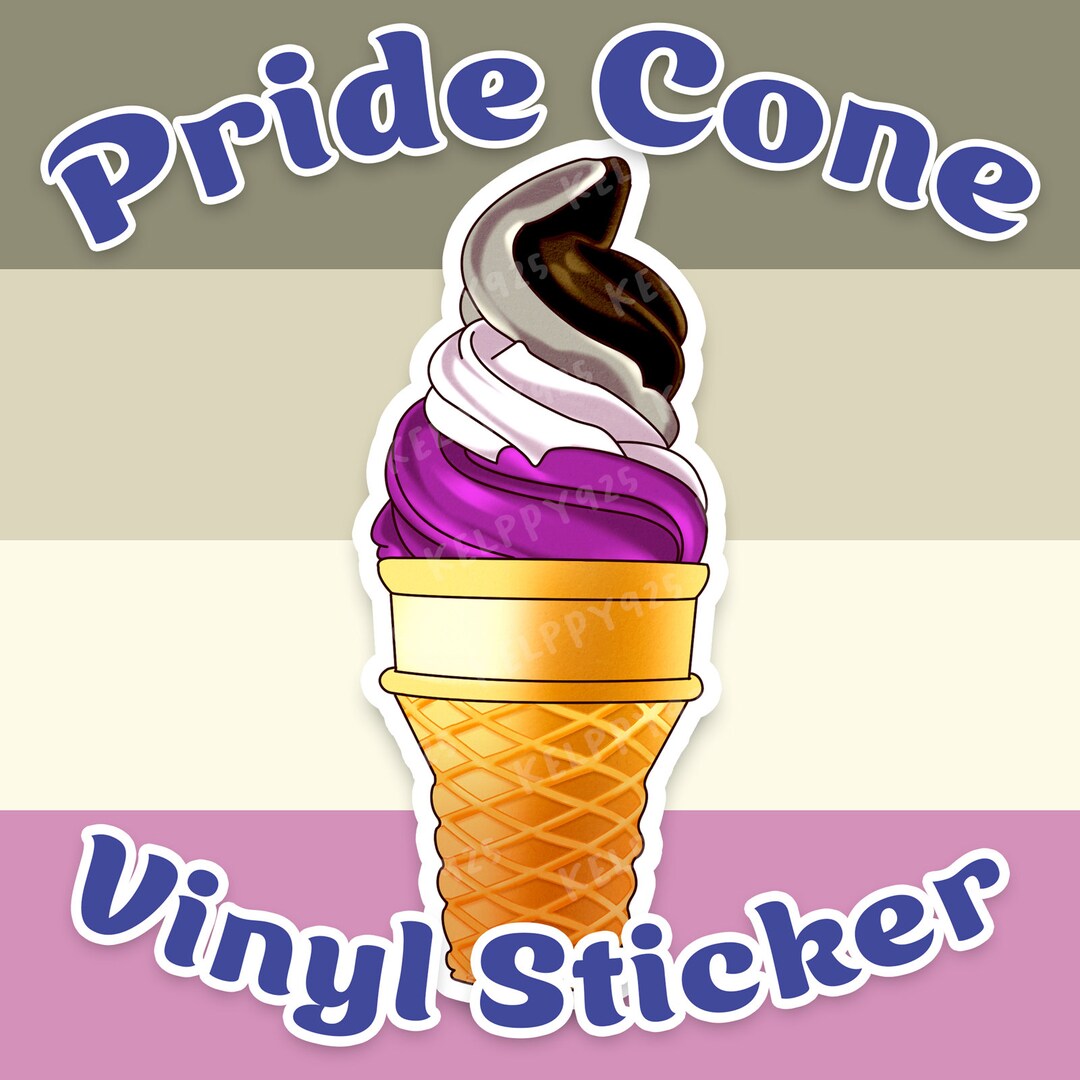 Pride LGBTQ Ace Flag Ice Cream Vinyl Sticker Cone Asexual LGBTQA LGBT ...