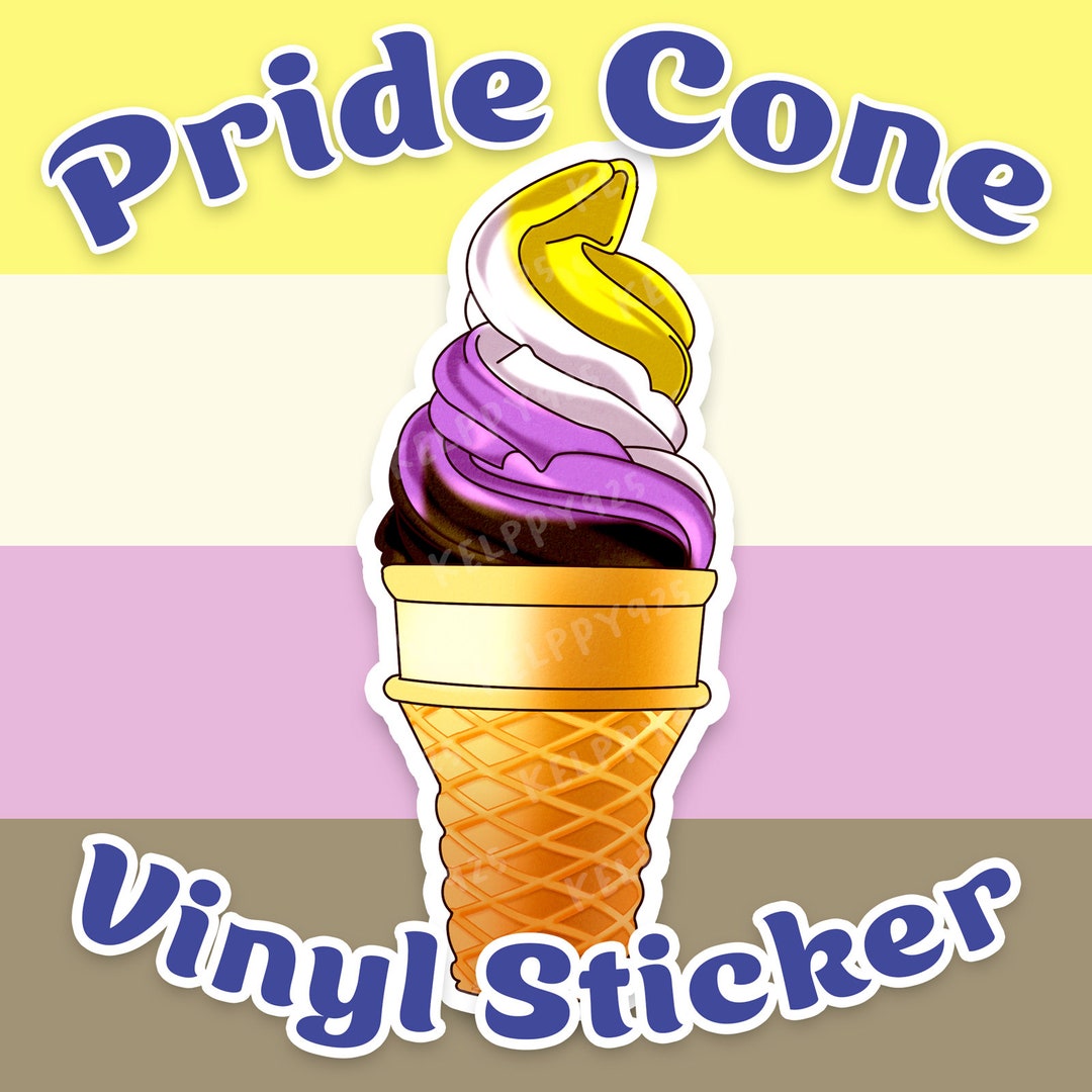 Pride LGBTQ Nonbinary Flag Ice Cream Vinyl Sticker Cone Enby LGBTQA ...