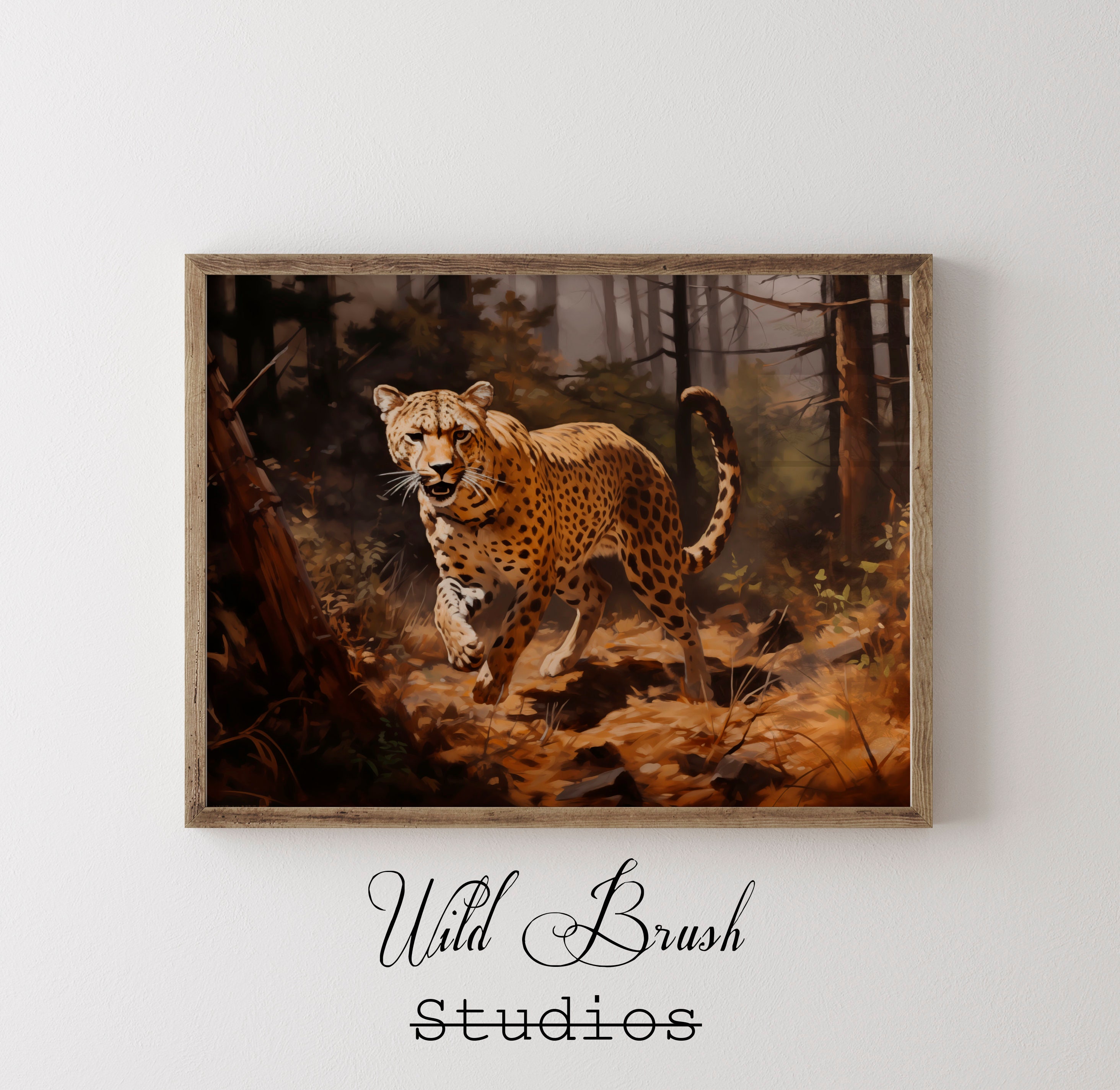Cheetah Oil Painting Fine Art Print Wildlife Nature Animal Wall Decor ...