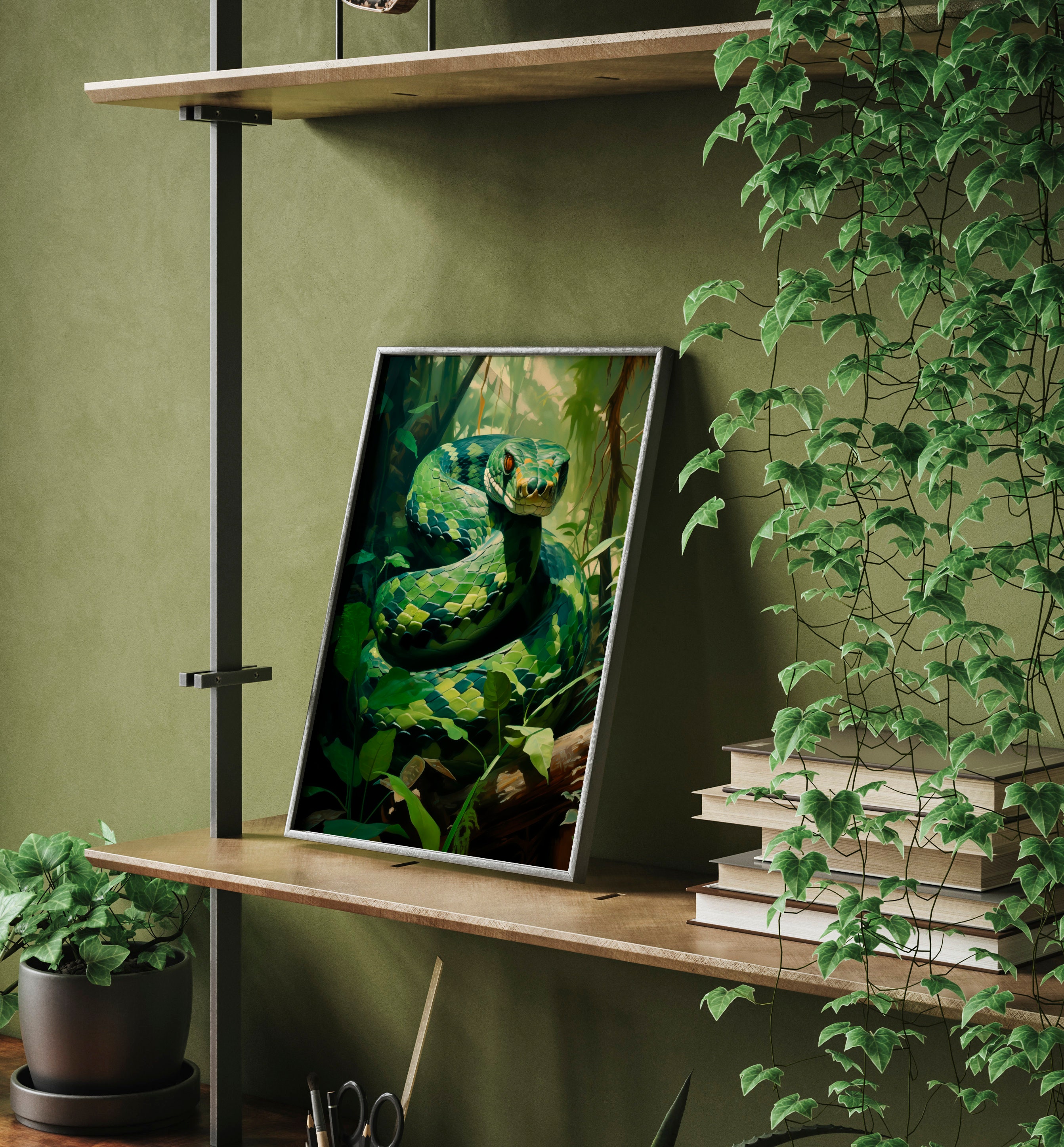 Pit Viper Oil Painting Fine Art Print Wildlife Nature Animal Wall Decor ...