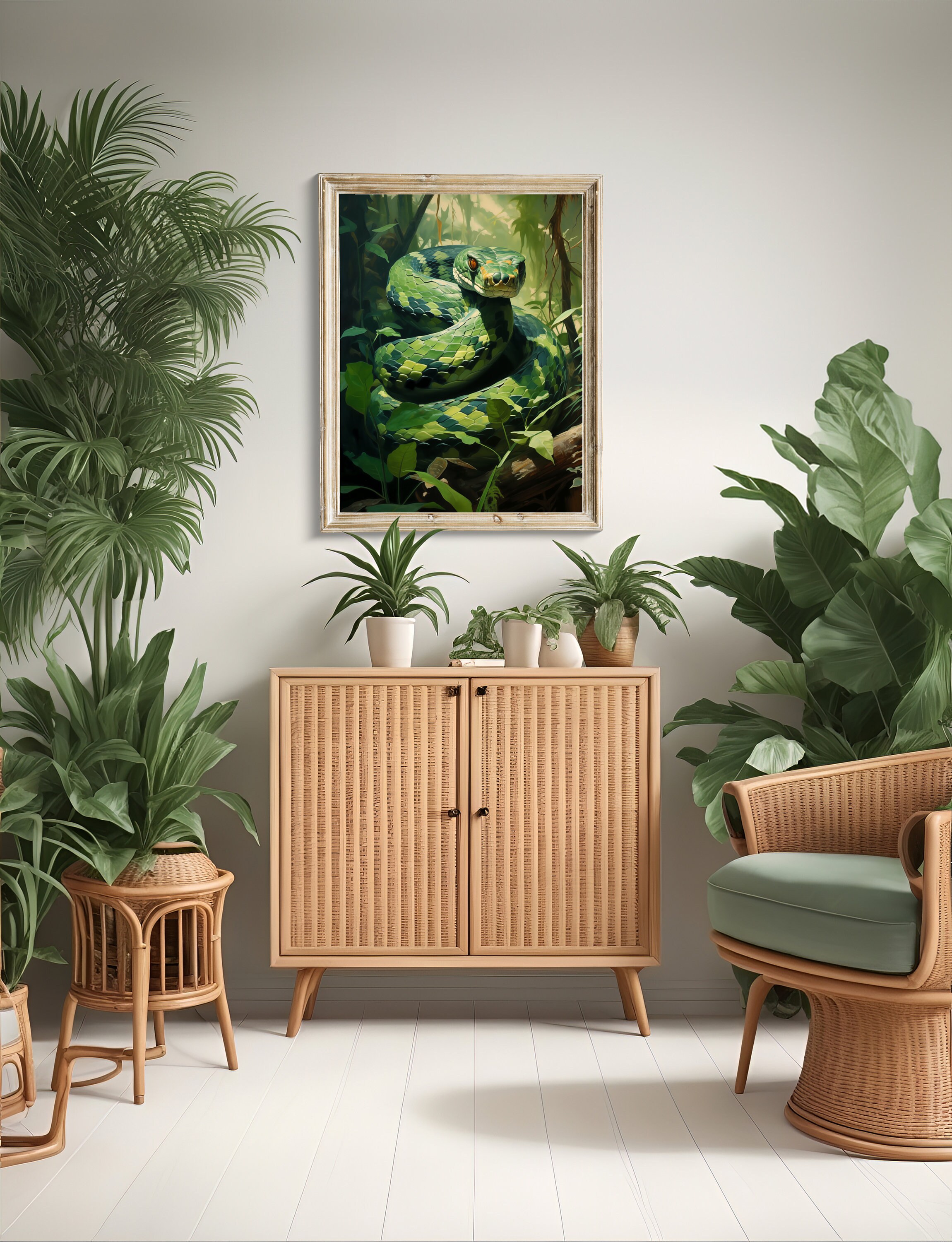 Pit Viper Oil Painting Fine Art Print Wildlife Nature Animal Wall Decor ...