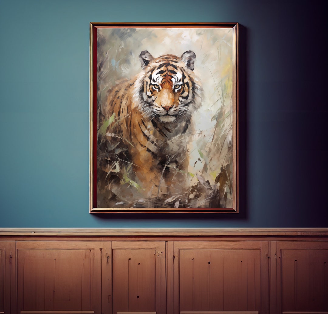 Tiger Oil Painting Fine Art Print Wildlife Nature Animal Wall Decor ...