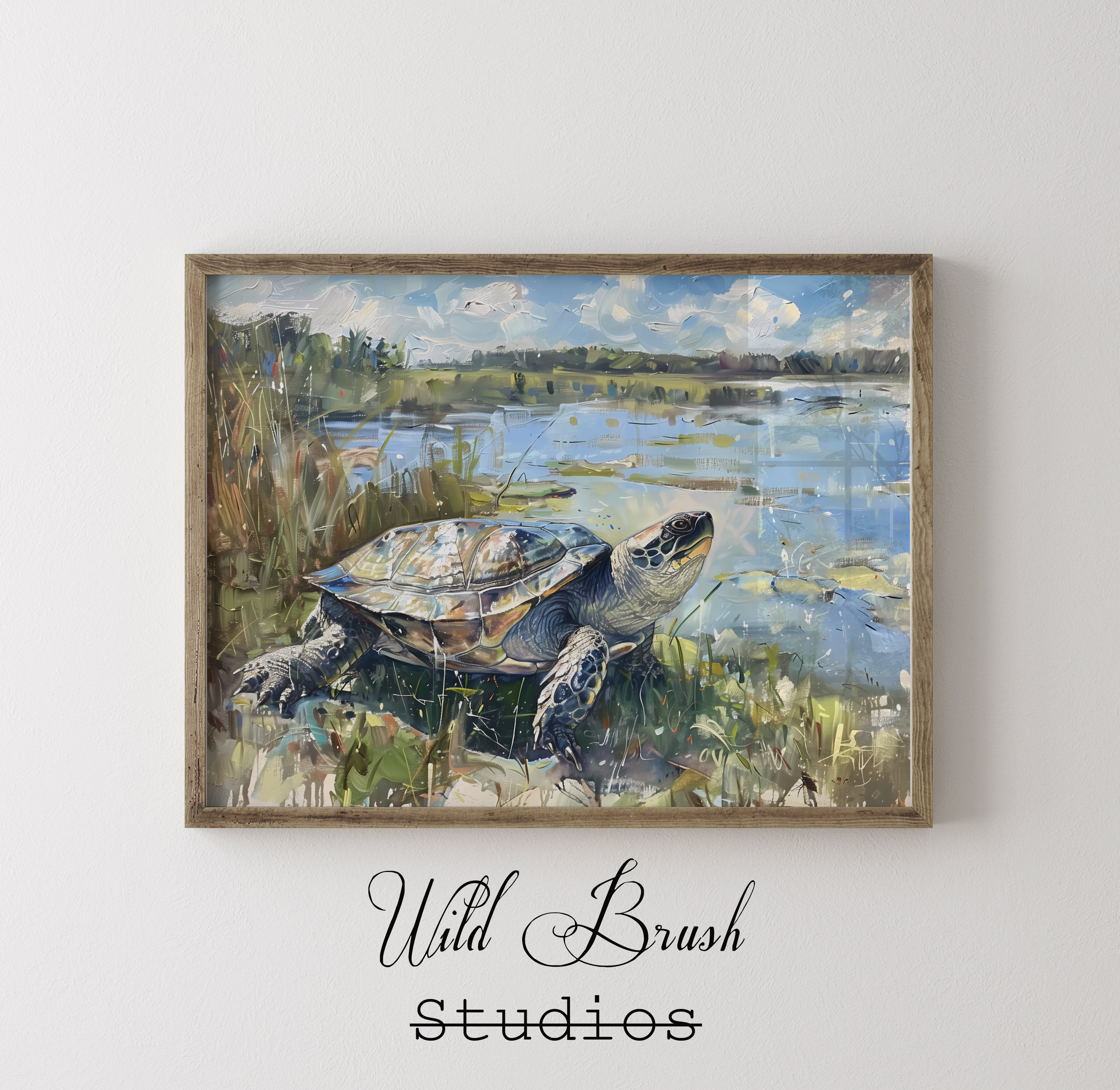 Snapping Turtle Oil Painting Fine Art Print Colorful Wildlife Nature ...
