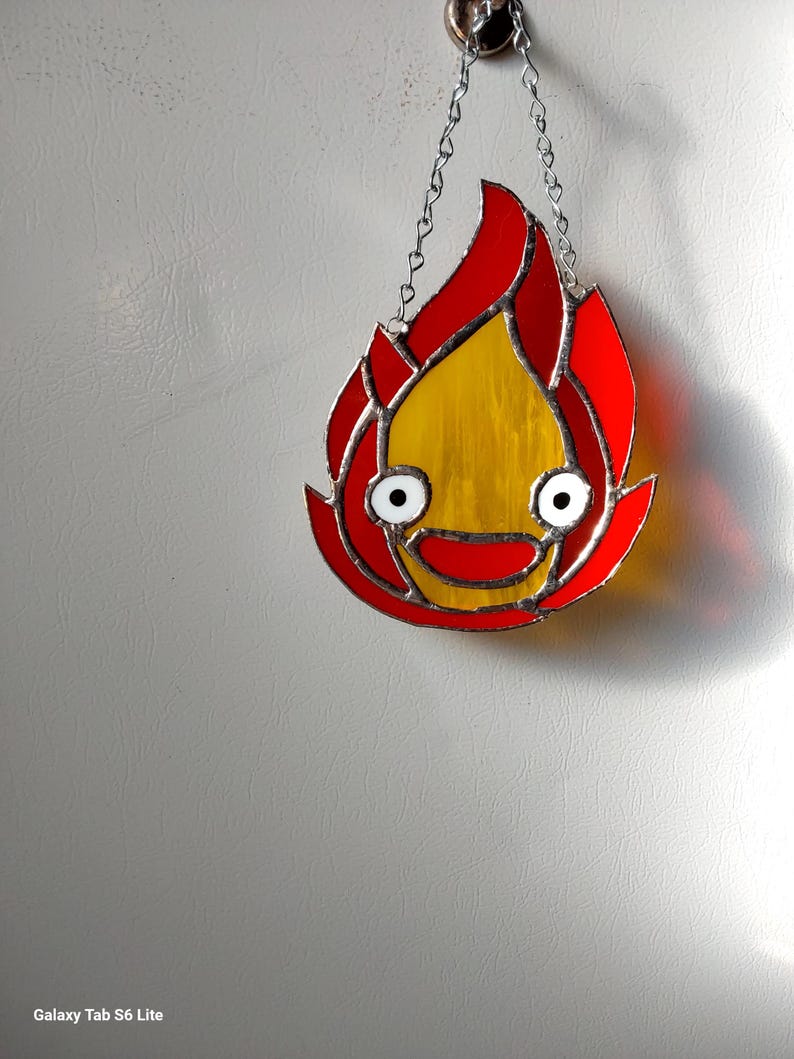 Stained Glass Fire Suncatcher: Anime Fan Art - Etsy