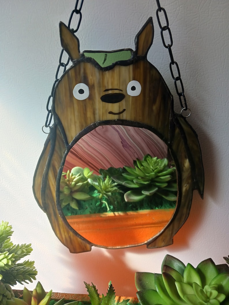 Stained Glass Chibi Mirror: Anime Cartoon Decor, Collectible Fan Art ...