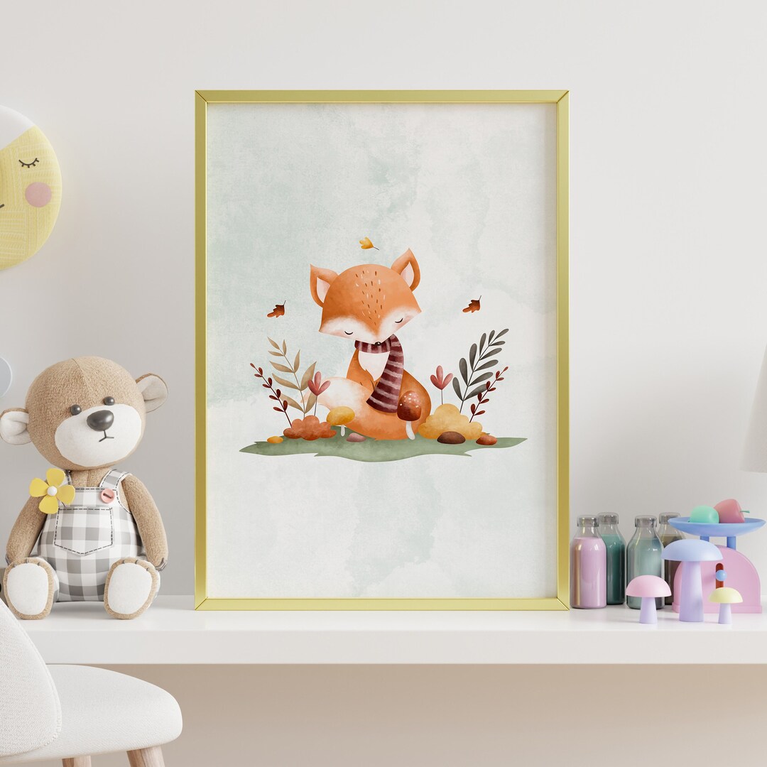 Cute Fox Poster Home Decor Digital Download Art Print Kid Bedroom Art ...