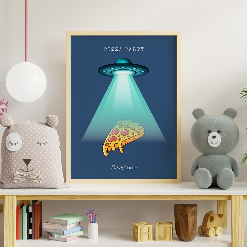 Pizza Party Digital Download Art Print Original Poster Fun - Etsy