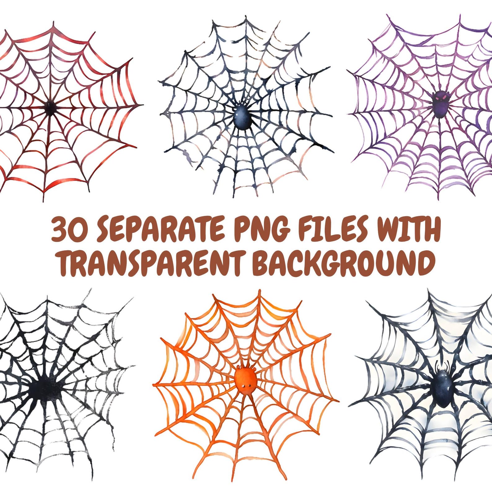 Watercolor Cobwebs Clipart Bundle, Spider Web Clipart, Halloween Cobweb ...
