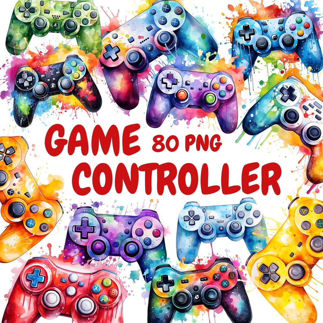 Watercolor Game Controller Clipart Bundle, Console Controllers Clipart ...