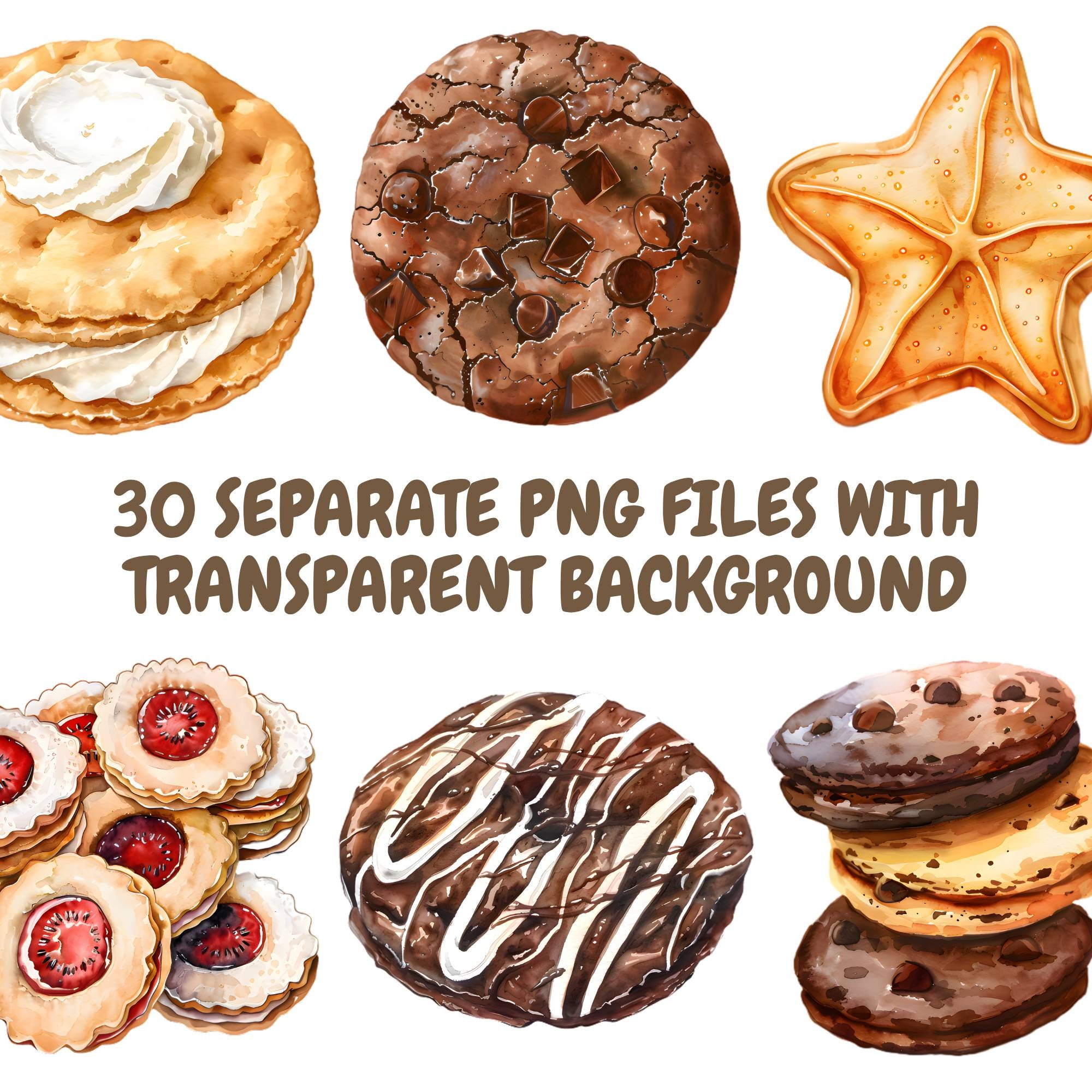 Watercolor Cookies Clipart Bundle, Sweet Treats Clipart, Biscuit ...