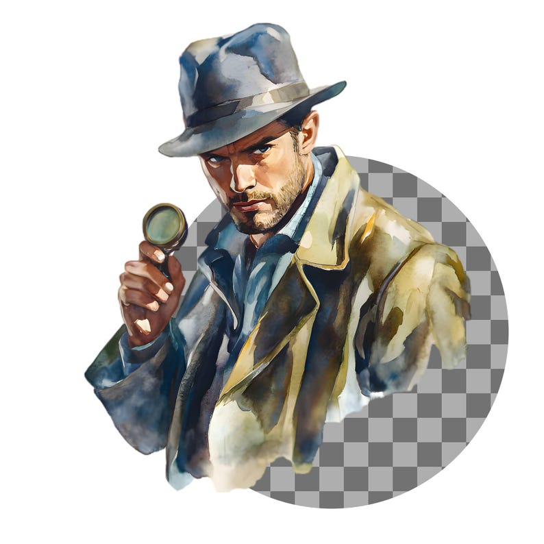Watercolor Detective Clipart Bundle, Secret Agent Clipart, Spy ...