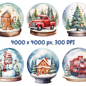 Watercolor Snow Globes Clipart Bundle, Christmas Globe Clipart, Winter ...
