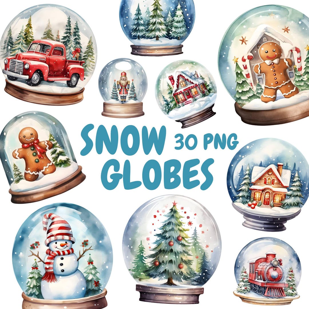 Watercolor Snow Globes Clipart Bundle, Christmas Globe Clipart, Winter ...
