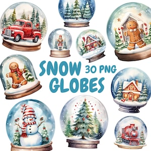 Watercolor Snow Globes Clipart Bundle, Christmas Globe Clipart, Winter ...