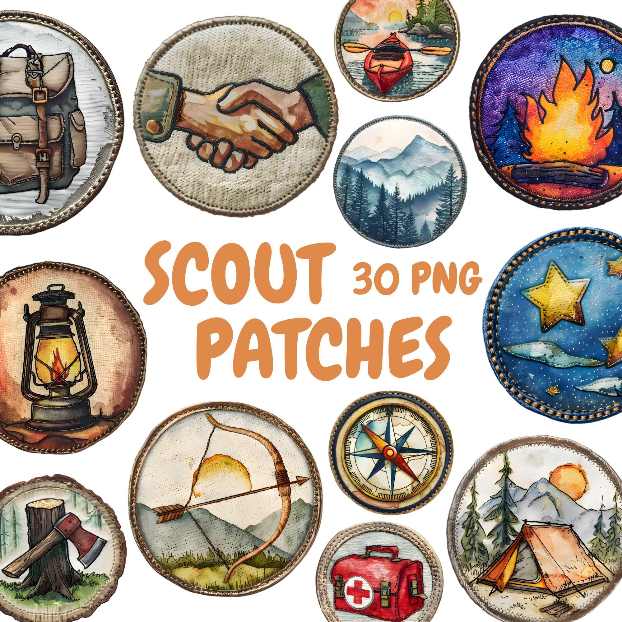 Watercolor Scout Patches Clipart Bundle, Scouts Badge Clipart, Scouting ...