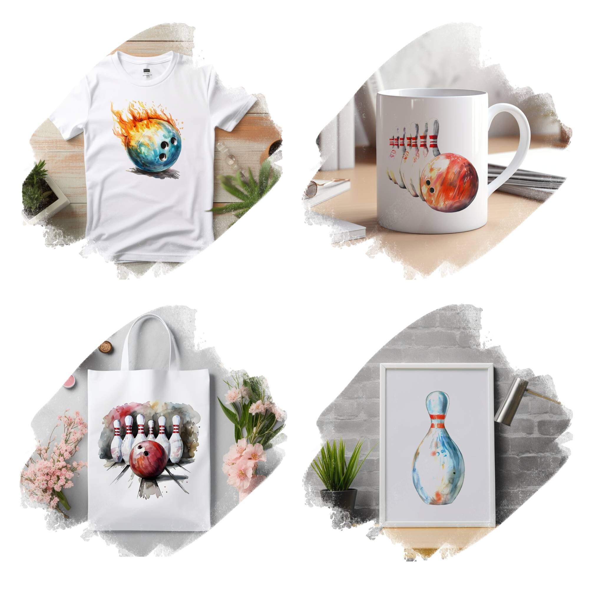 Watercolor Bowling Clipart Bundle, Fun Sports Clipart, Bowling ...