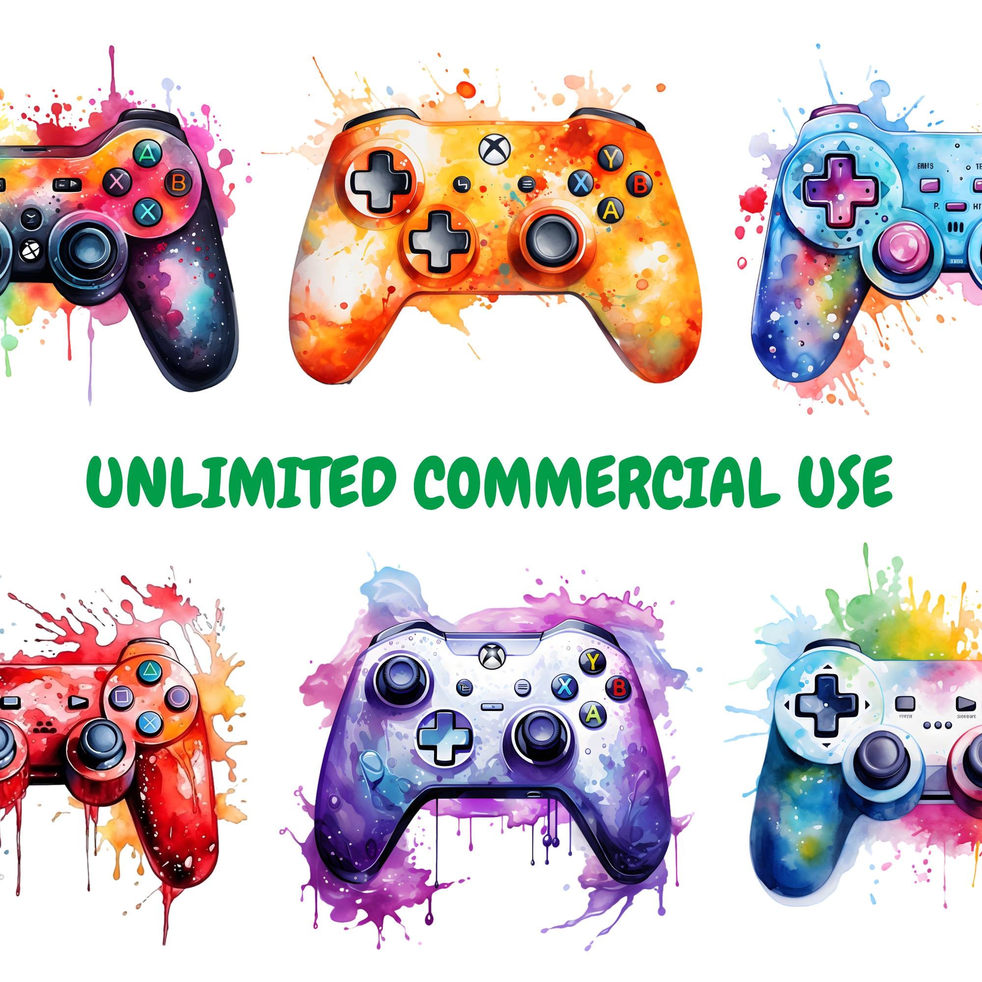 Watercolor Game Controller Clipart Bundle, Console Controllers Clipart ...
