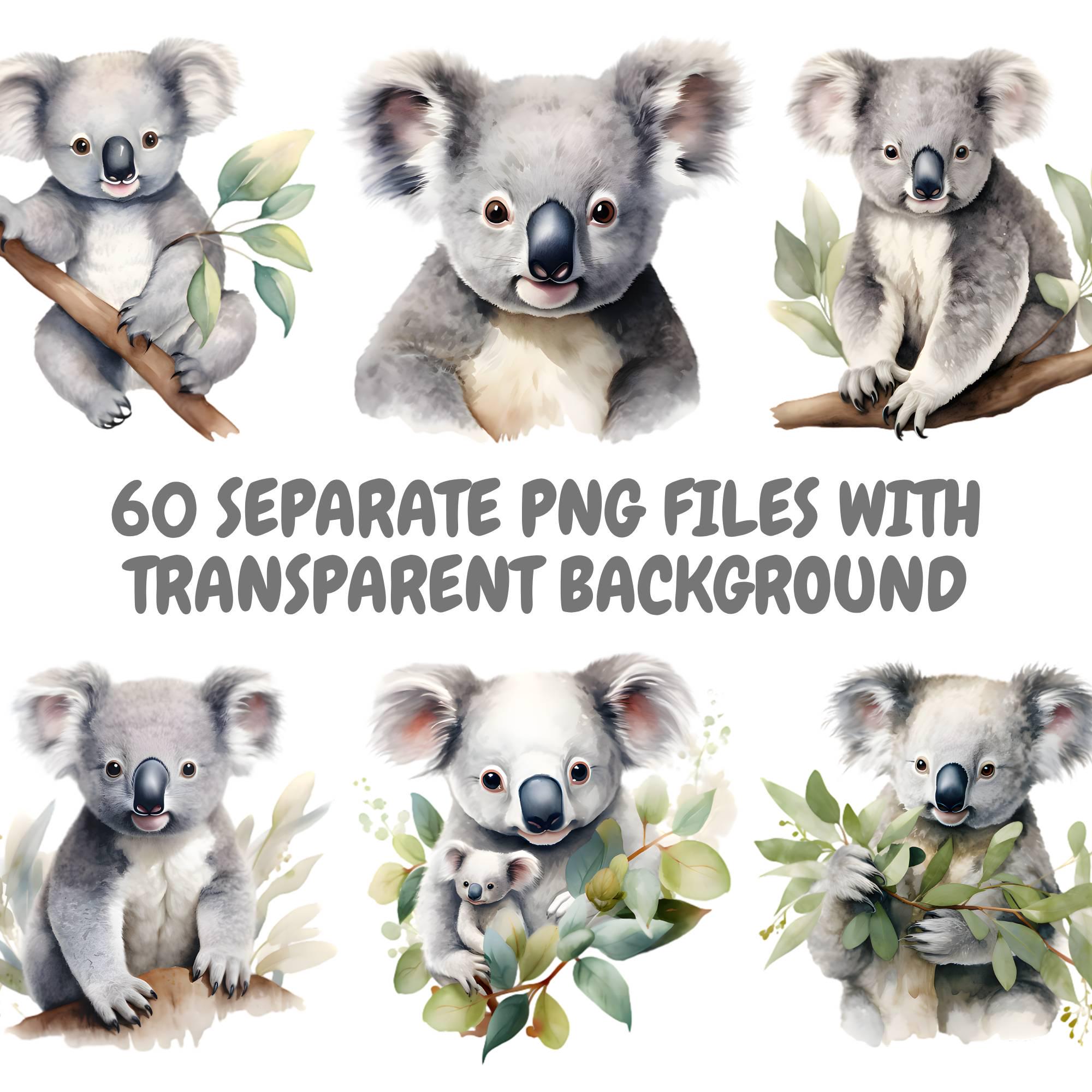 Watercolor Koala Clipart Bundle, Cute Koala Clipart, Koala ...