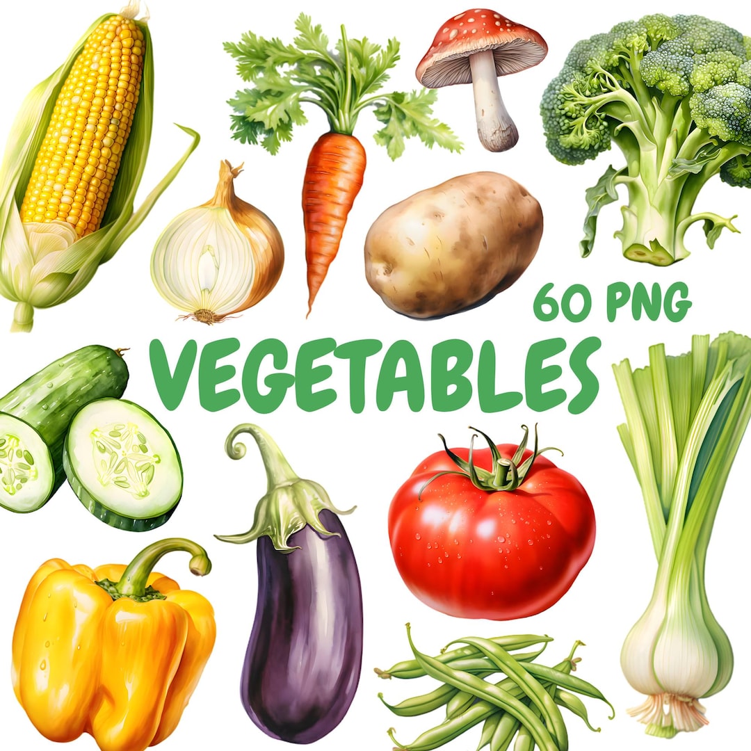 Watercolor Vegetables Clipart Bundle, Healthy Food Clipart, Farm ...
