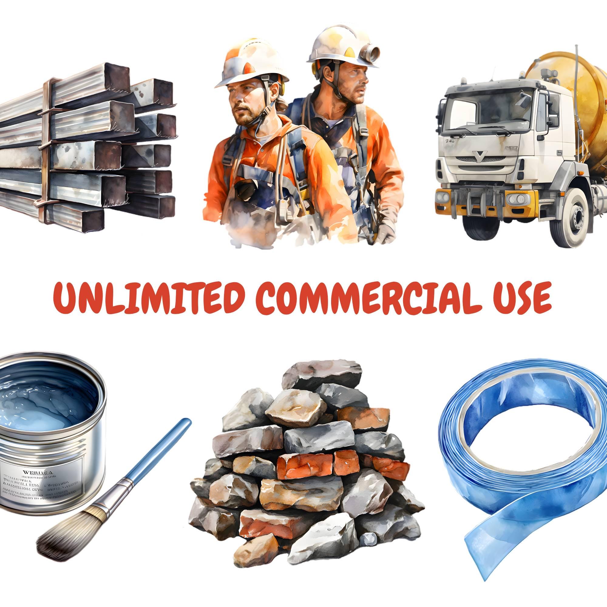 Watercolor Construction Clipart Bundle, Construction Vehicle Clipart ...
